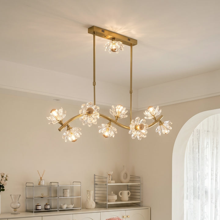 Gilded Crystal Branch Chandelier | Linear LED – Flora Arc – AXNINE LIGHT