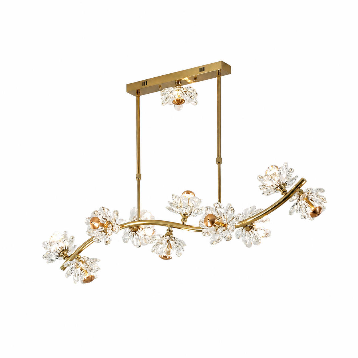 Gilded Crystal Branch Chandelier | Linear LED – Flora Arc – AXNINE LIGHT